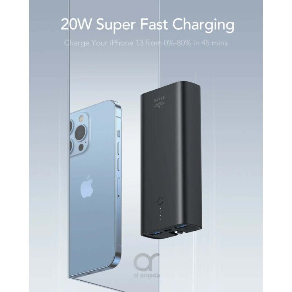 Buy Online BRAVE BP-UK11 Power Bank 10000mAh 22.5W UK Plug Black in Qatar- Tccq.com